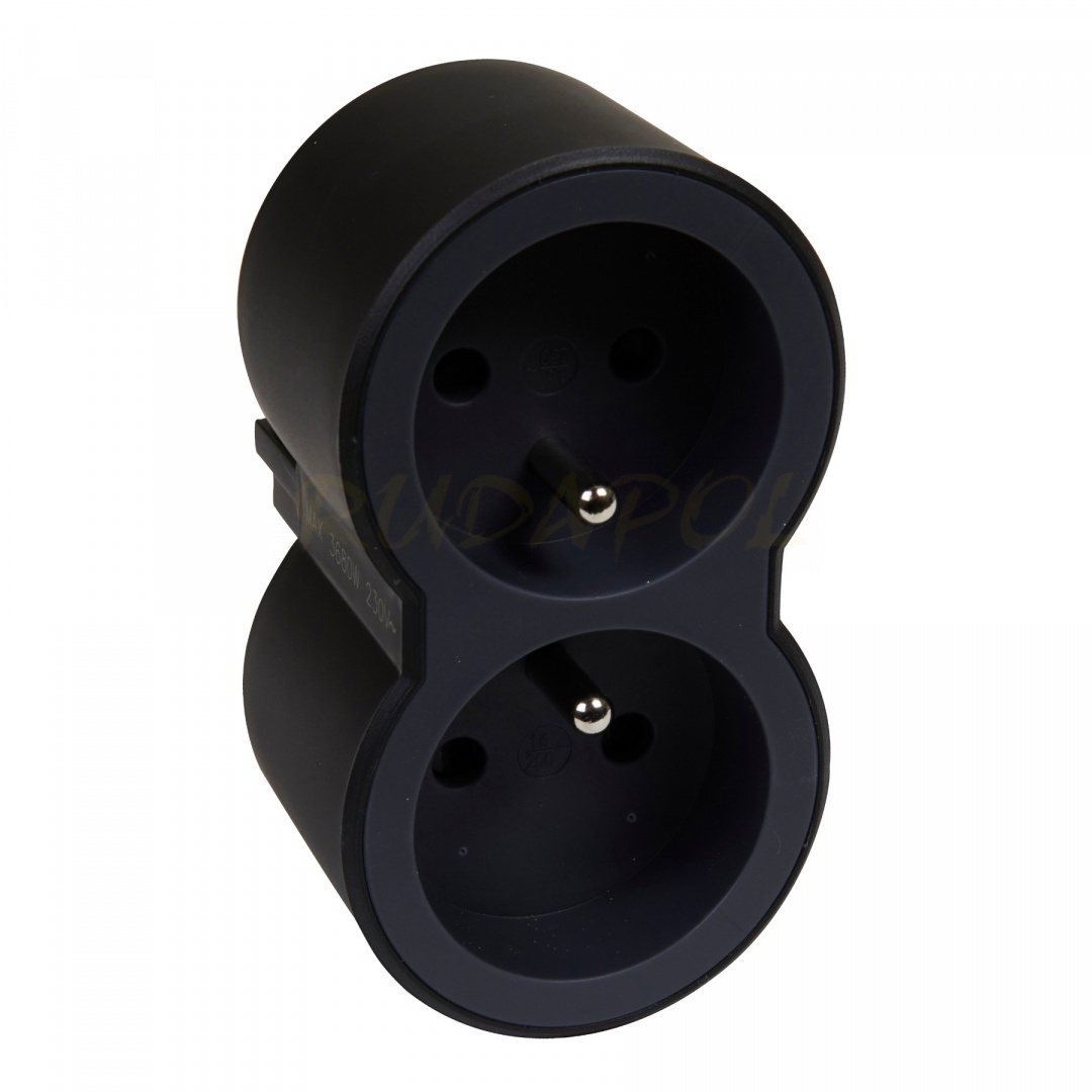 rudapol > Rozgałęźnik 2x2P+Z frontowy CZARNY/GRAFIT (049432)